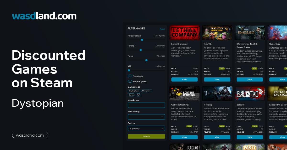 Best Dystopian Steam Games on Sale · June 2026 · wasdland.com